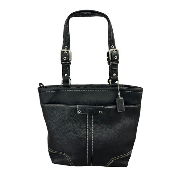 Coach | Bags | Coach Hamilton Black Pebbled Leather Hobo Shoulder Bag ...
